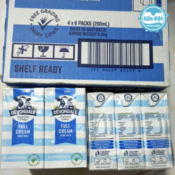Sữa tươi nguyên kem Devondale thùng 24 hộp 200ml