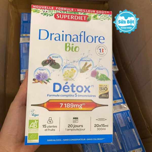 Thải độc Detox Superdiet Drainaflore Bio 5 in 1 của Pháp (20 ống x 15ml ...