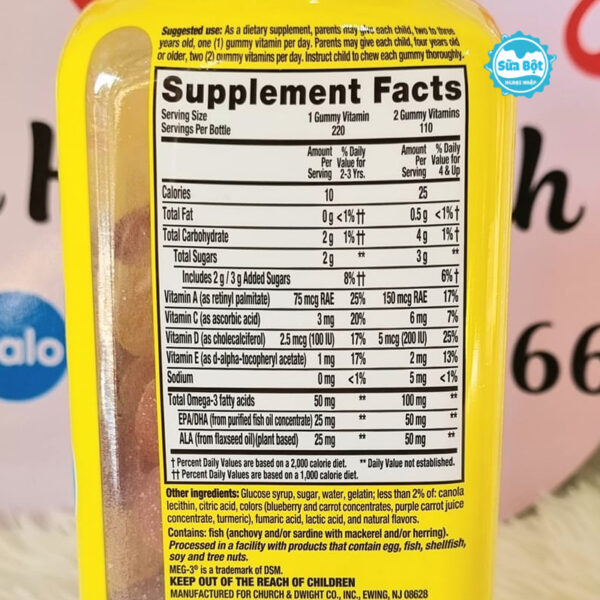 Kẹo gấu dẻo L'il Critters bổ sung Omega 3 và DHA của Mỹ (220 viên ...