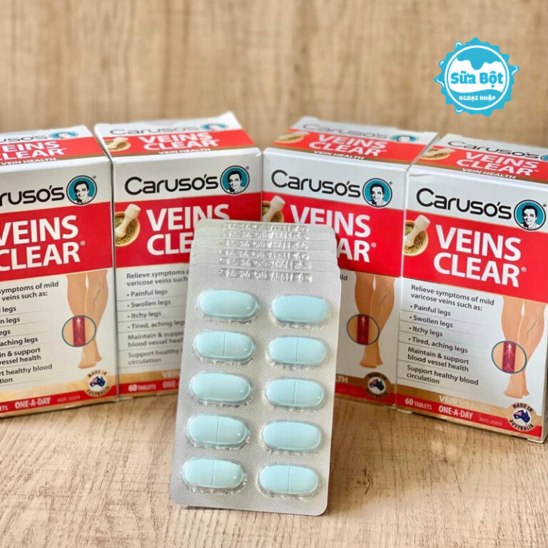 Viên uống Carusos Veins Clear trị giãn tĩnh mạch của Úc (60 viên) - Sữa ...